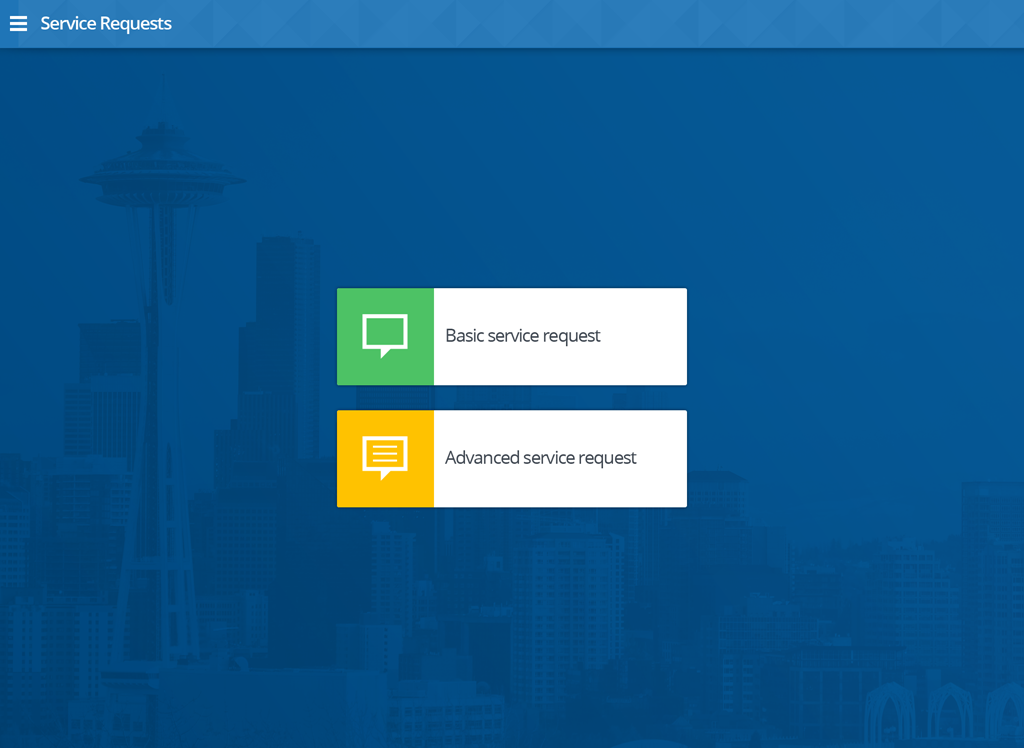 Service request screen layout